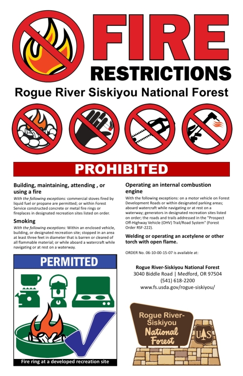 Fire restrictions on the Rogue River-Siskiyou National Forest | NWCG